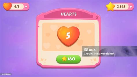 생명 마음을 사는 것 Gui 키트 게임 모바일용 캐주얼 자산 게임 인터페이스용 사용자 인터페이스 요소 및 팝업 세트입니다 개체