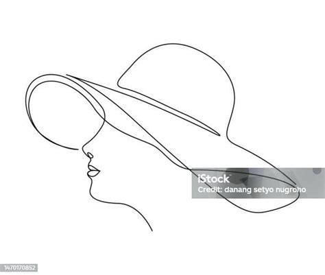 태양 모자를 쓴 아름다운 여자의 연속 한 선 그림 간단한 선형 아름다움 숙녀 얼굴과 여름 모자 라인 아트 벡터 삽화 개념에 대한 스톡 벡터 아트 및 기타 이미지 Istock