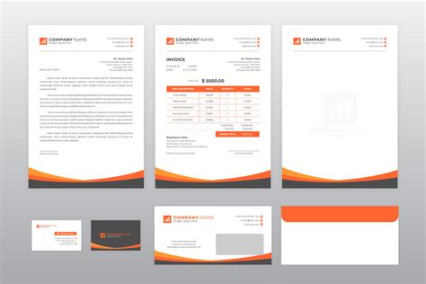 White Invoice And Letterhead Template With Orange Black Footer Eps Free Download Pikbest