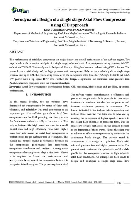 Pdf Aerodynamic Design Of A Single Stage Axial Flow Compressor Using
