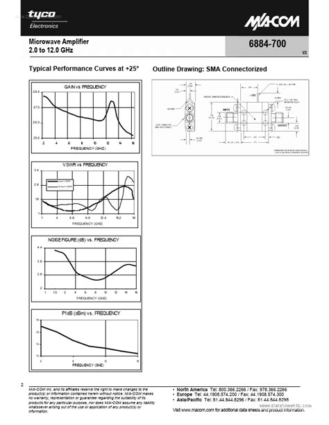6884 700 Datasheet Microwave Amplifier Tyco Electronics Now Te