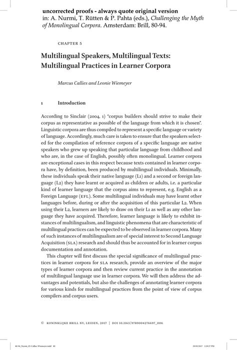 Pdf Multilingual Speakers Multilingual Texts Multilingual Practices In Learner Corpora