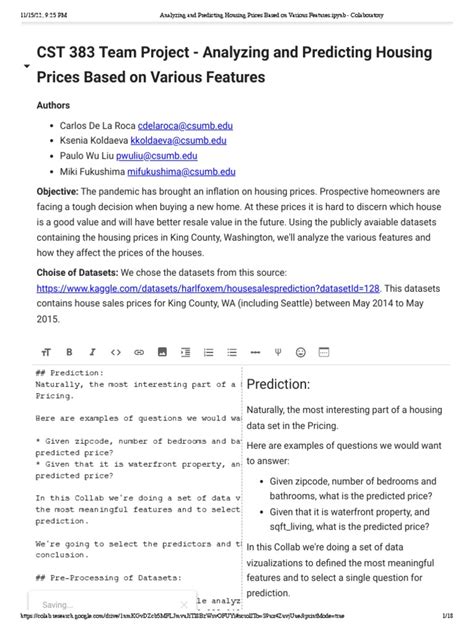 Analyzing And Predicting Housing Prices Based On Various Features Pdf