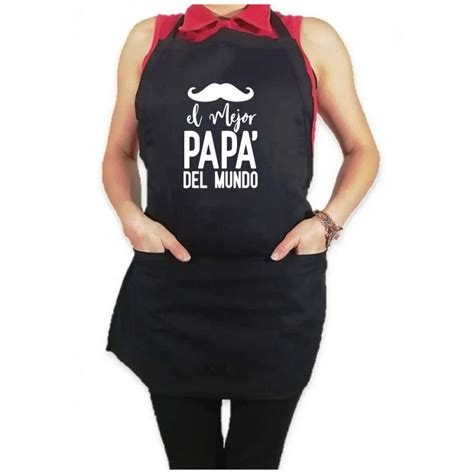 Mandil Personalizado Gabardina 100 Algodón Negro Con Diseño El Mejor