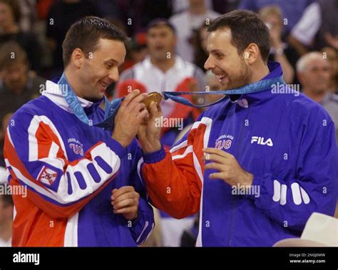Vladimir Batez Left Clinks Gold Medals With Teammate Goran Vujevic