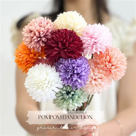 Jual [qc] Artificial Flower Pompom Dandelion Mum Artifisial Bunga Palsu Bunga Sutra Dandelion