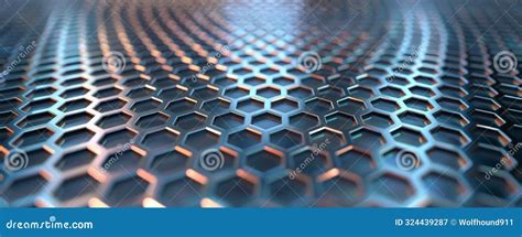 Metallic Background With A Futuristic Hexagonal Grid Pattern In A Brushed Aluminum Finish