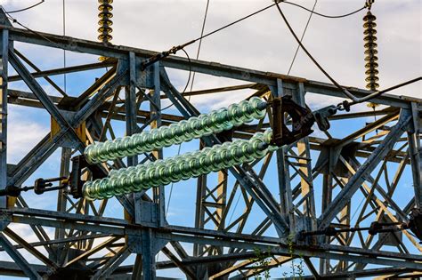 Premium Photo High Voltage Power Line Closeup Of The Ceramic Insulator
