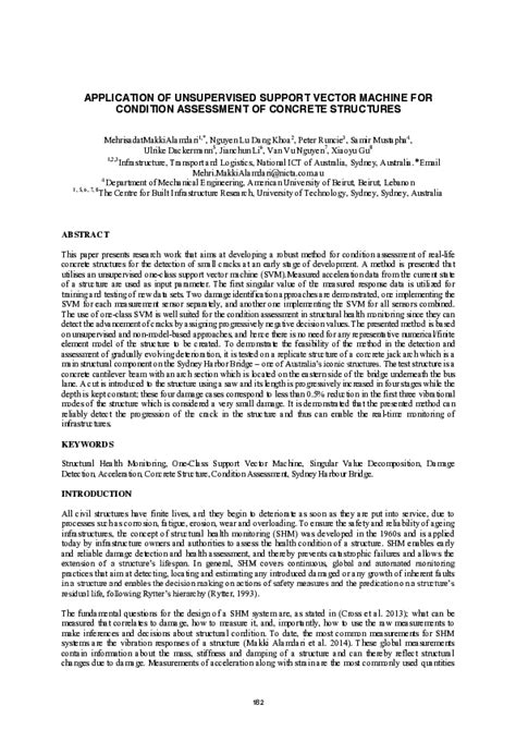 Pdf Application Of Unsupervised Support Vector Machine For Condition Assessment Of Concrete