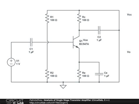 Analysis Of Single Stage Transistor Amplifier Circuitlab C