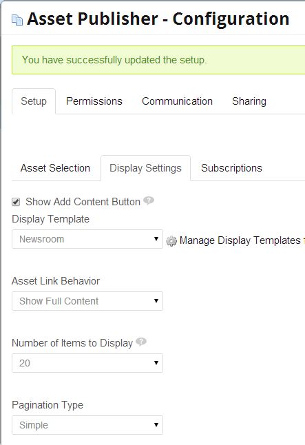 How To Add Asset Publisher Configuration Options In Liferay 62 Stack