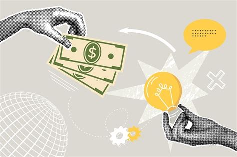 트렌디한 하프톤 비즈니스 컨셉 콜라주 아이디어 개념 유리한 조건 재정적 이익 트렌디한 모던 레트로 일러스트 사업 개념 재무 계획 개발에 대한 스톡 벡터 아트 및 기타 이미지