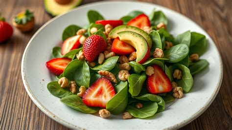 Strawberry Spinach Salad With Avocado And Walnuts Free Ai Recipe Generator