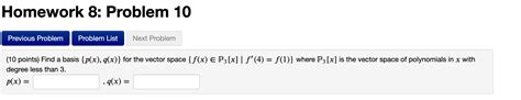 Solved Homework 8 Problem 10 Previous Problem Problem List