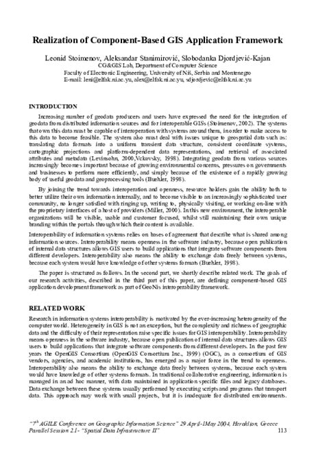 pdf realization of component based gis application framework