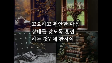 고요하고 편안한 마음 상태를 갖도록 훈련하는 것 에 관하여 간단 고찰 Youtube