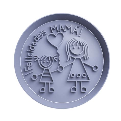 Madre Con Hija Felicidades MamÁ Cortador De Galletas Stl Cortador De Galletas Stl