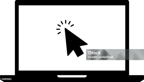 Laptop With Cursor On Screen Click In Laptop Vector Icon Computer With Click Mouse Pointer
