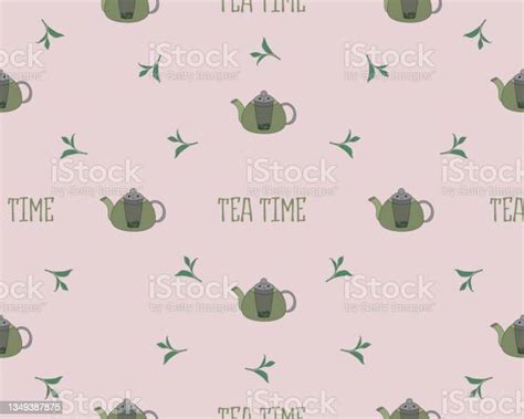 파스텔 색상의 귀여운 차 속성과 원활한 패턴 벡터 일러스트 Eps 스톡 일러스트 잎차에 대한 스톡 벡터 아트 및 기타 이미지