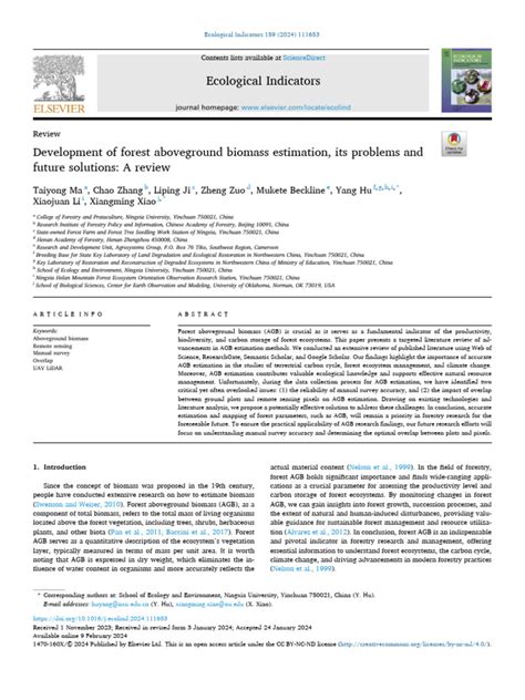 Development Of Forest Aboveground Biomass Estimation Its Problems And Pdf Lidar Remote