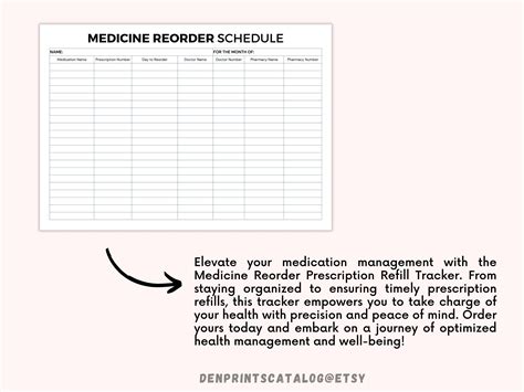 Printable Medicine Reorder Prescription Refill Tracker Print And Write