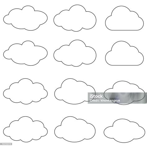 구름 벡터 아이콘 파란색 배경에 흰색 색을 설정합니다 웹에 대 한 스카이 플랫 일러스트 컬렉션입니다 벡터 일러스트 레이 션 기포에 대한 스톡 벡터 아트 및 기타 이미지