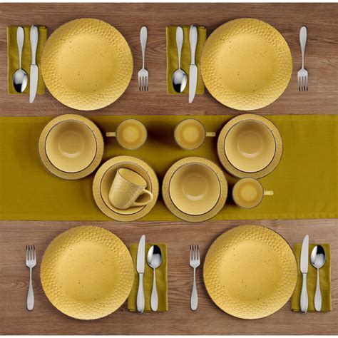 Pfaltzgraff Bumblebee 16 Piece Stoneware Dinnerware Set Service For 4