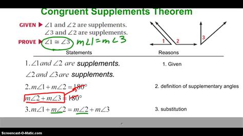 Congruent And Supplementary Angles Theorem