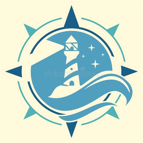 Lighthouse And Compas Vector Logo Illustration Stock Vector