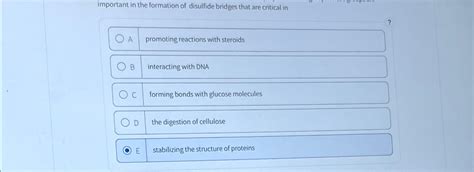 Solved Important In The Formation Of Disulfide Bridges That