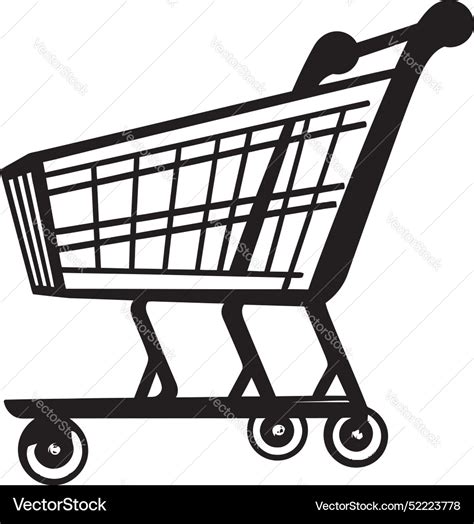 Retail Elegance Monochromatic Shopping Trolley Vector Image