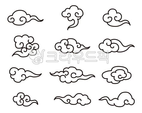 구름 전통문양 라인 선 낙서 사진 이미지 일러스트 캘리그라피 이른아침작가
