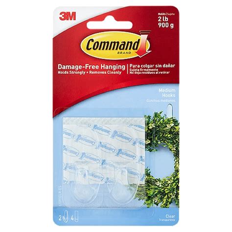 Command™ Clear Medium Hooks 2 Hooks 4 Strips Pack Shoprite
