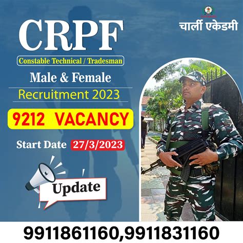 Crpf Tradesman And Technical Recruitment 2023