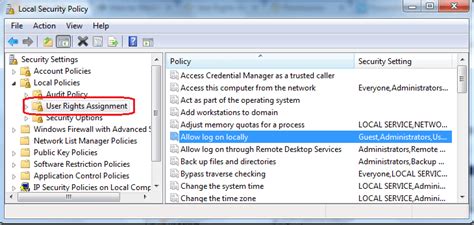 set allow log on locally user rights via powershell c and cmd