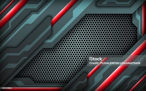 미래형 금속 및 빨간색 게임 배너 배경 추상 금속 메쉬 디자인 기술 배경 3차원 형태에 대한 스톡 벡터 아트 및 기타 이미지 3차원 형태 Brand Name Video