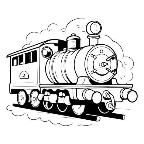 색 배경 에 있는 빈티지 증기 기관차 프리미엄 벡터