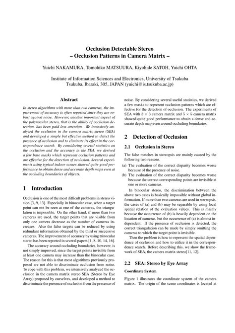 Pdf Occlusion Detectable Stereo Occlusion Patterns In Camera Matrix
