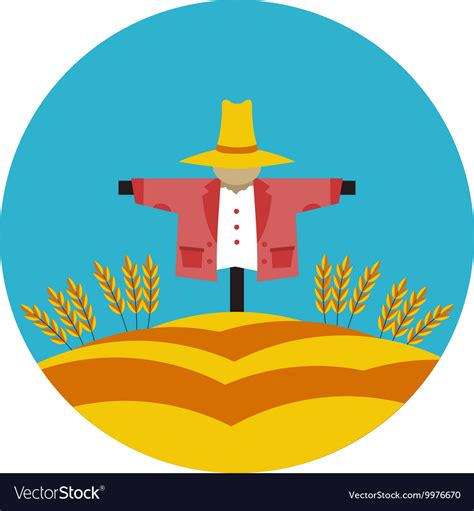Flat Icon Scarecrow Royalty Free Vector Image Vectorstock