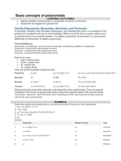 Basic Concepts Of Polynomials Pdf Polynomial Theoretical Computer