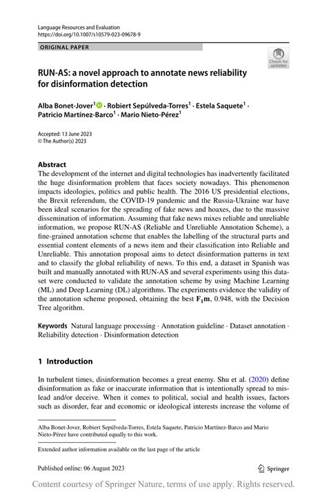 Pdf Run As A Novel Approach To Annotate News Reliability For