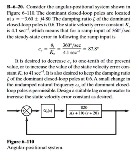 Solved Design A Lag Compensator To Increase The Static Velocity Error
