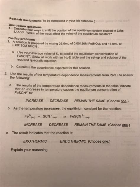 Solved Post Lab Assignment To Be Completed In Your Lab