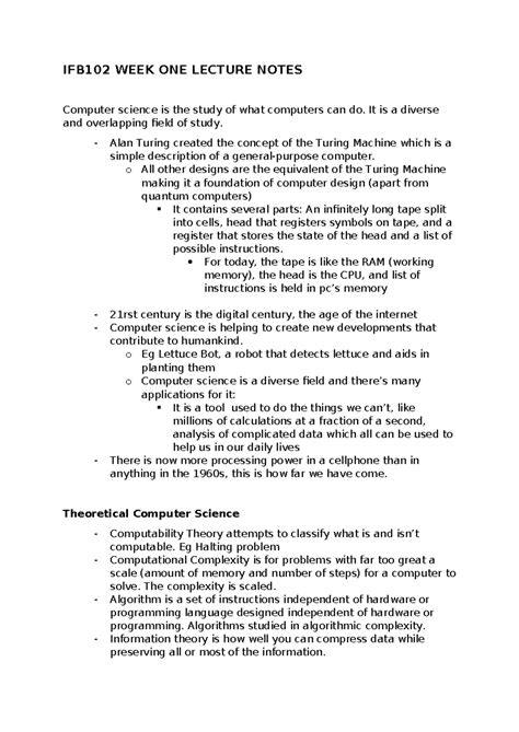 Ifb102 Week One Lecture Notes Ifb102 Week One Lecture Notes Computer
