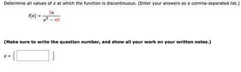 Solved Determine All Values Of X At Which The Function Is Chegg