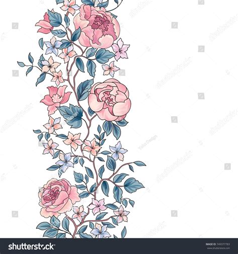 Floral Seamless Pattern Flower Peony Border Stock Vector Royalty Free 749377783 Shutterstock