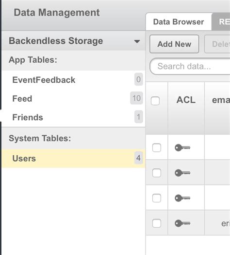 Backendless Console Are Missing Tables In Data View In Chrome General