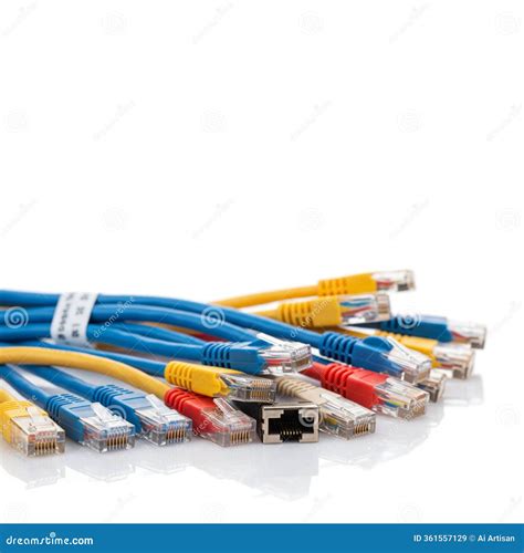 A Collection Of Variously Colored Ethernet Cables With Rj45 Connectors Including Blue Royalty