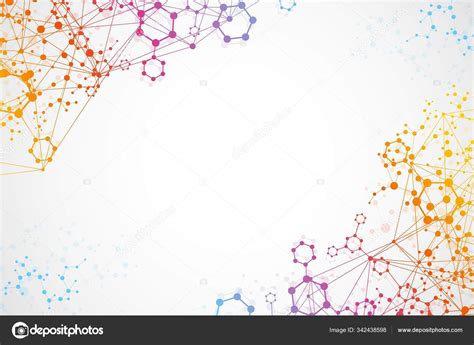 Science Network Pattern Connecting Lines And Dots Technology Hexagons Structure Or Molecular