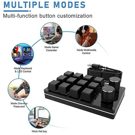 Cable Usb Macro Mini Keyboard 12 Keys 2 Knob Programming Keypad Hot